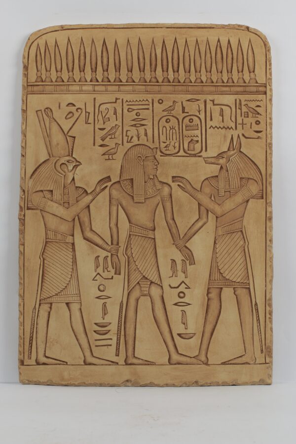 Replica wall relief of one of RAMSES II tomb – god Anubis and horus ...