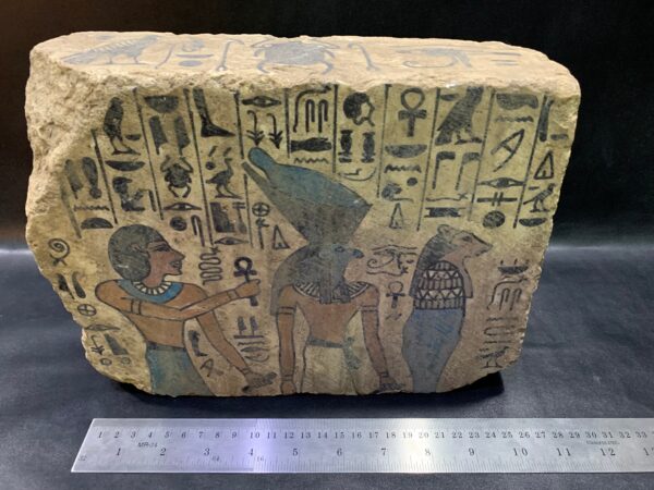 Ancient Egyptian wall relief of Ramses II holding the Ankh with God ...