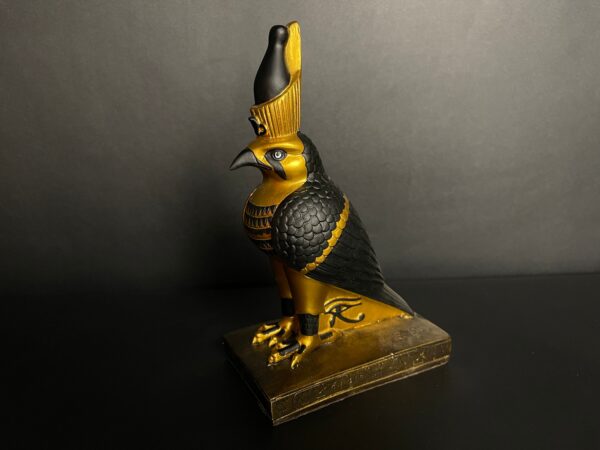 Black & Gold Horus Falcon Figure Wearing Double Crown of Egypt with ...