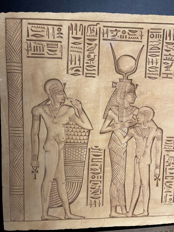 Replica wall relief of ISIS goddess Feeding Horus god of the sky and ...